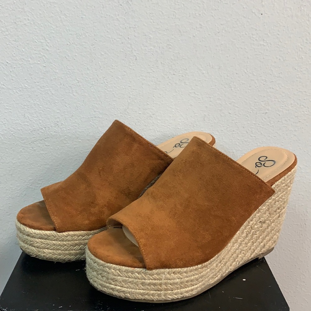 So Me Raffia Wedge Sandals - Gem